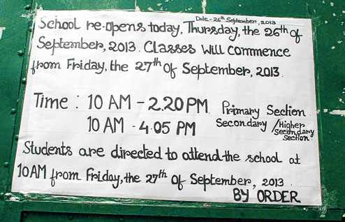 School reopens but parents barred - Telegraph India