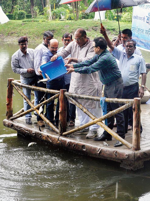 Fisheries minister Chandranath Sinha releases advanced size fish ...